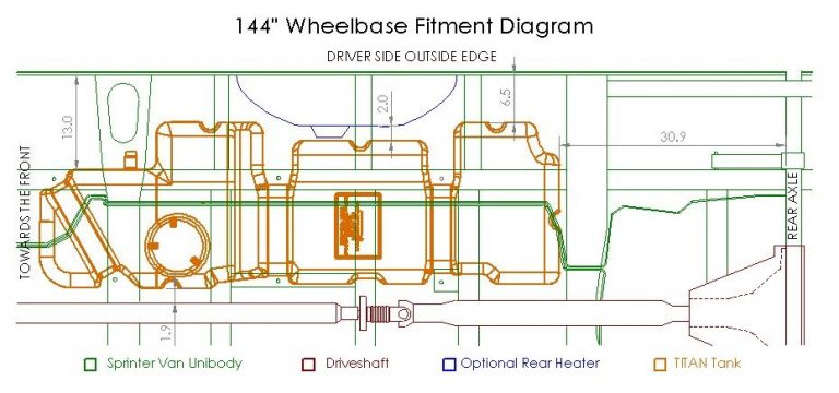 2001-2006 T1N Sprinter Van 46 Gallon Upgraded Capacity Fuel Tank System ...