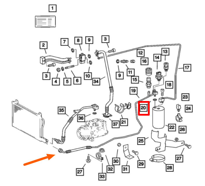 T1N 2001-2006 Dodge Sprinter Van A/C Condenser Hose - T1NParts.com