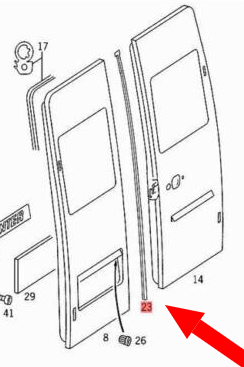 Rear Door Inner Edge Weather Seal Strip \ Genuine Mercedes OE - T1N ...